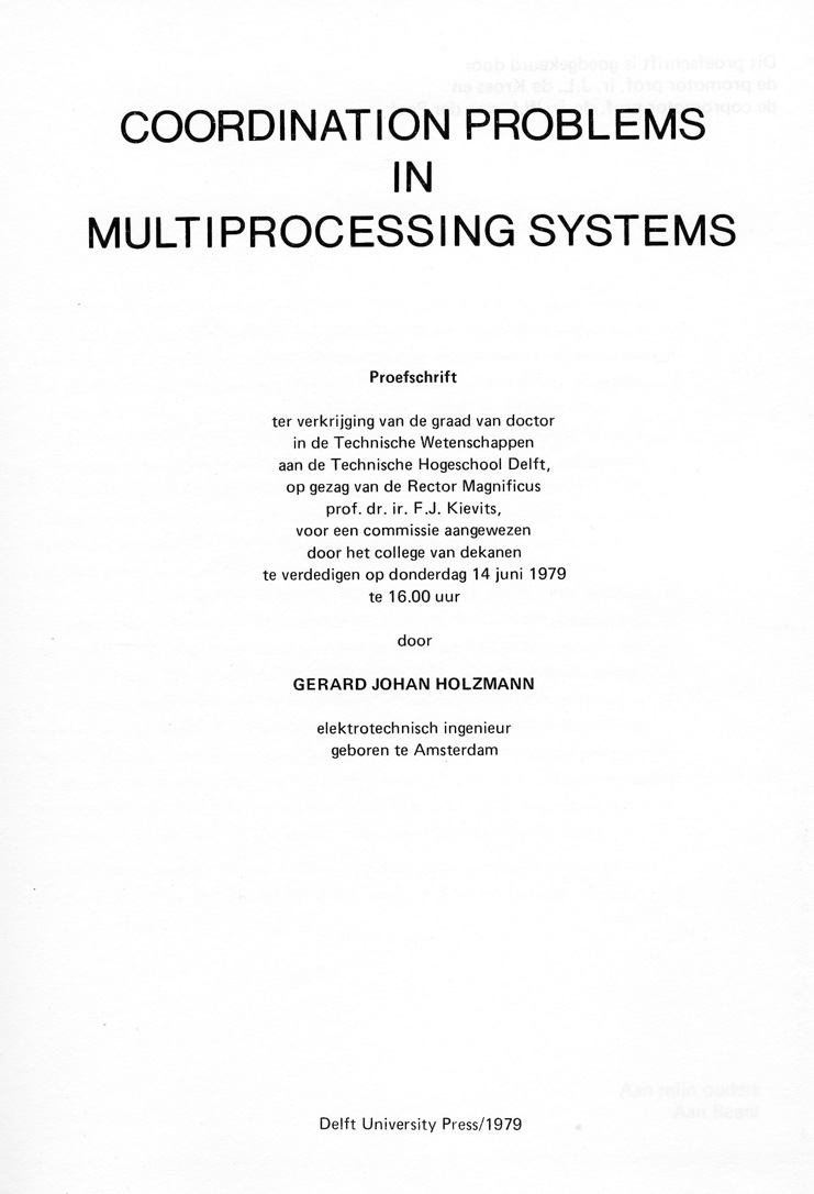 Coordination Problems In Multiprocessing Systems PhD Thesis 1979